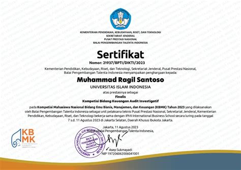 Muhammad Ragil Santoso On Linkedin Kbmk2023 Top10 Impactfulachievement Financialintegrity