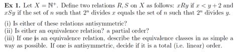 Solved Looking For Help Specifically On Whether The Relation Chegg Com