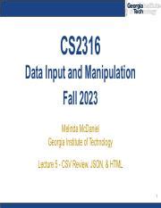 Data Input And Manipulation CSV JSON HTML Overview Course Hero