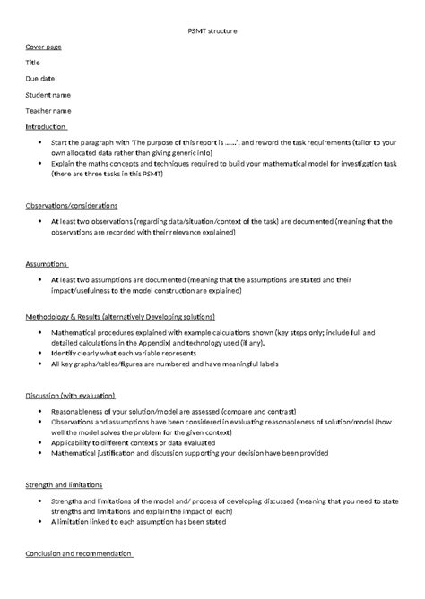 Psmt Structure Report Investigation Techniques And Modeling Methods
