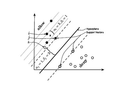 a support vector machine classifier and calculation of α and β
