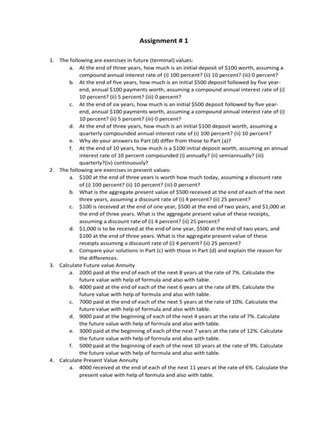 financial math assignment time value of money