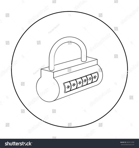 Computer Password Icon Outline Style Isolated Stock Vector Royalty