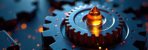 Gears Rotating With Oil Drop Industrial Concept With Copy Space Stock Image Image Of Banner