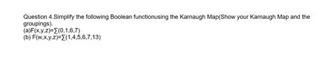 Question 4simplify The Following Boolean Functionusing The Karnaugh