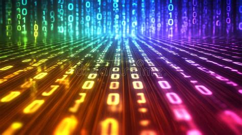 Vibrant Abstract Digital Background Featuring Binary Data Patterns And