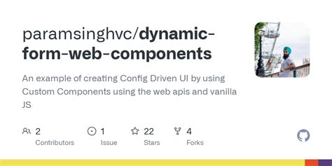 Github Paramsinghvcdynamic Form Web Components An Example Of Creating Config Driven Ui By