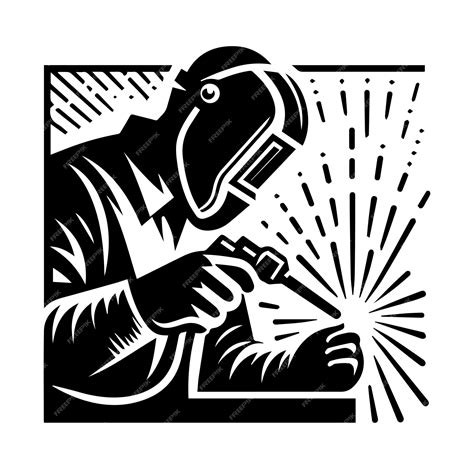 Detailed Welder Logo Template Silhouette Premium Ai Generated Vector
