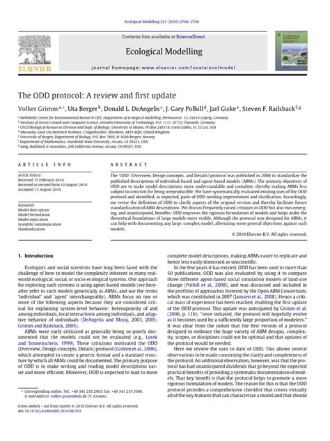 3 Grimm 2010 The Odd Protocol Pdf Agent Based Model Prediction 3 Grimm 2010 The Odd Protocol Pdf Agent Based Model Prediction