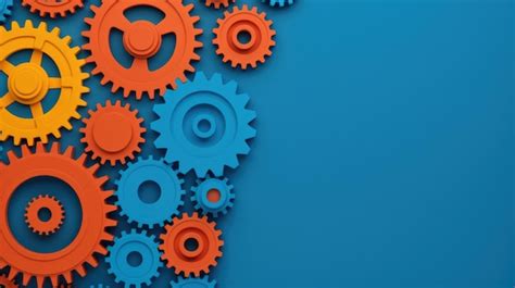 Colorful Interlocking Gears Against A Bright Blue Symbolizing Teamwork