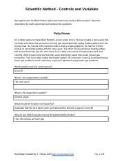 Scientific Method Controls And Variables Docx Scientific Method Controls And Variables