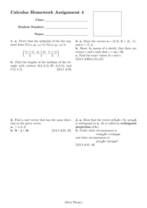 Calculus Homework Assignment
