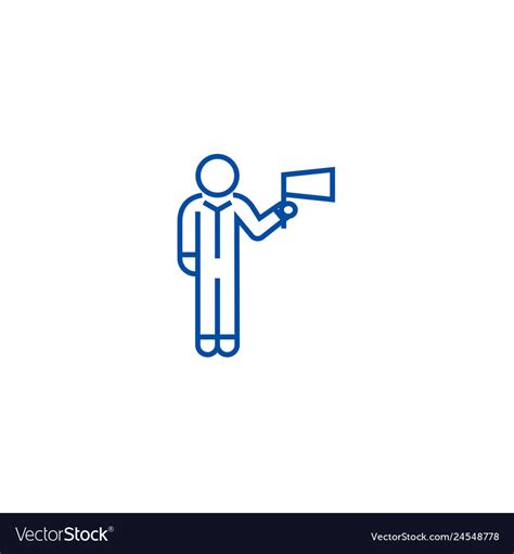 Man With Flag Line Icon Concept With Flag Vector Image