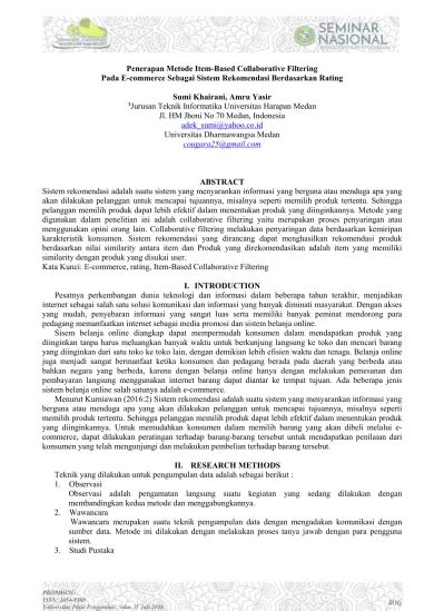 Penerapan Metode Item Based Collaborative Filtering Pada E Commerce