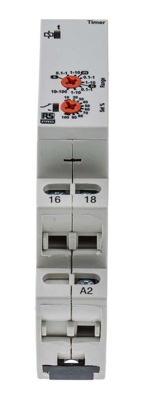 RS PRO RS PRO DIN Rail Mount Timer Relay 12 230V Ac Dc 0 1 S 100h SPDT 102 6128 RS