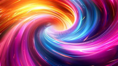Colorful Swirl Of Light And Patterns Creating A Mesmerizing Vortex Effect Stock Illustration