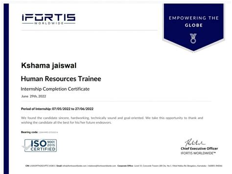Kshama Jaiswal On Linkedin Ifortisworldwide Internship Learning