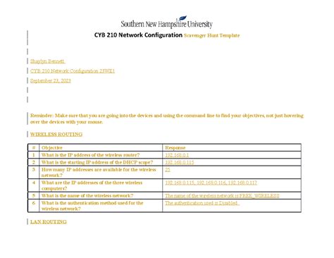 Cyb 210 Network Configuration Scavenger Hunt Wireless Routing Objective Response 1 What Is