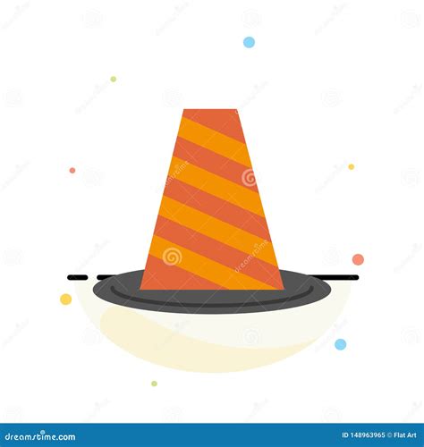 Cone Protection Road Roadblock Stop Warning Abstract Flat Color Icon Template Stock Vector