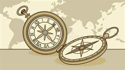 Compass And World Map Navigation And Travel Illustration Vector Design