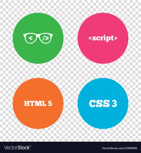 Programmer Coder Glasses Html Markup Language Vector Image