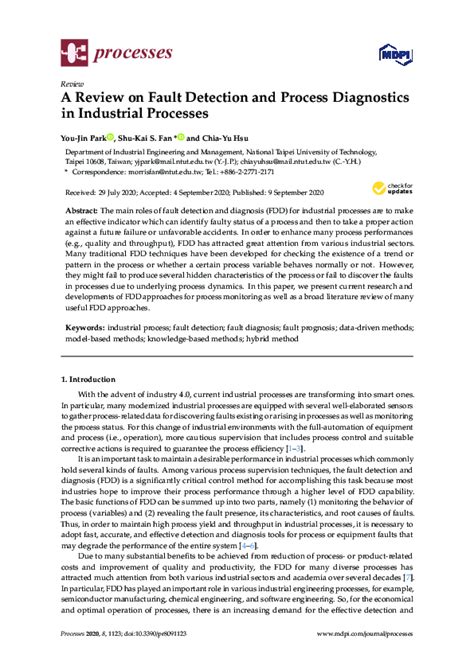 Pdf A Review On Fault Detection And Process Diagnostics In Industrial Processes
