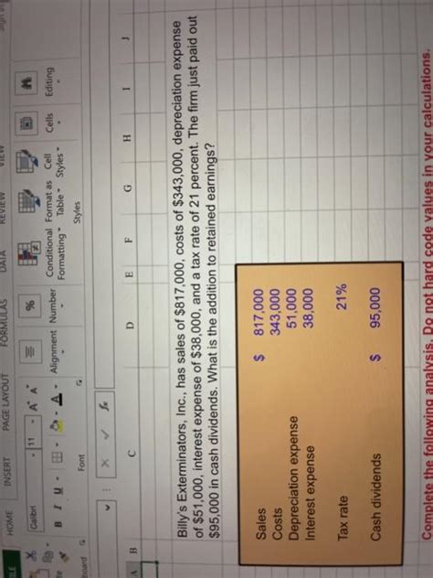 solved home insert page layout formulas calibri 11 96