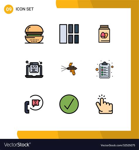 Pictogram Set Simple Filledline Flat Colors Vector Image