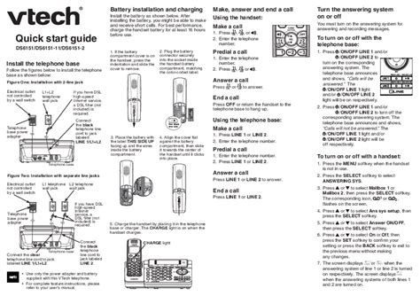 VTech DS6151 Cordless Phone Quick Start Guide For Easy Installation And Battery Charging