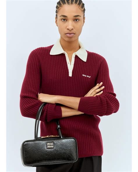 Miu Miu Beau Naplak Patent Leather Shoulder Bag In Red Lyst