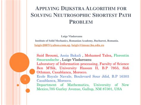Pdf Applying Dijkstra Algorithm For Solving Neutrosophic Shortest