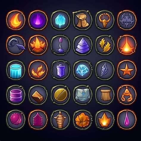 Premium Photo Set Of Magic The Gather Style Game Icons