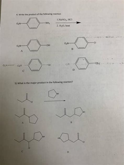 solved 4 write the product of the following reaction 1