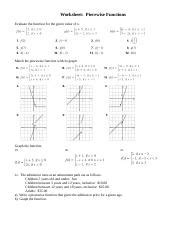WS Piecewise Functions.doc - Worksheet: Piecewise Functions Evaluate ...