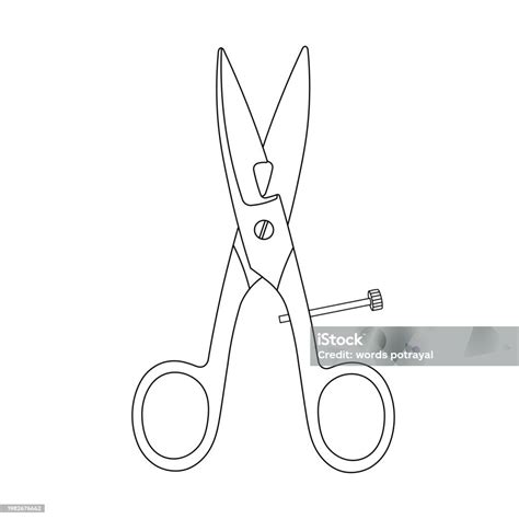 손으로 그린 아이 그림 만화 벡터 일러스트 레이 션 단추 구멍 가위 낙서 스타일로 고립 가위에 대한 스톡 벡터 아트 및 기타 이미지 가위 개념 개념과 주제 Istock