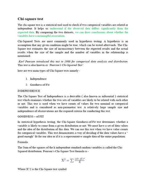 chi square notes pdf chi squared test statistical hypothesis testing