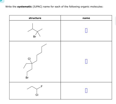 Solved Write The Systematic IUPAC Name For Each Of The Chegg Com