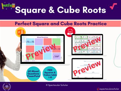 square and cube root practice worksheets 60 question powerpoint