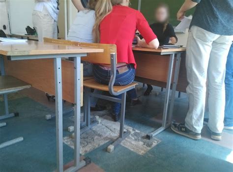 Classroom No Panties Under Desk