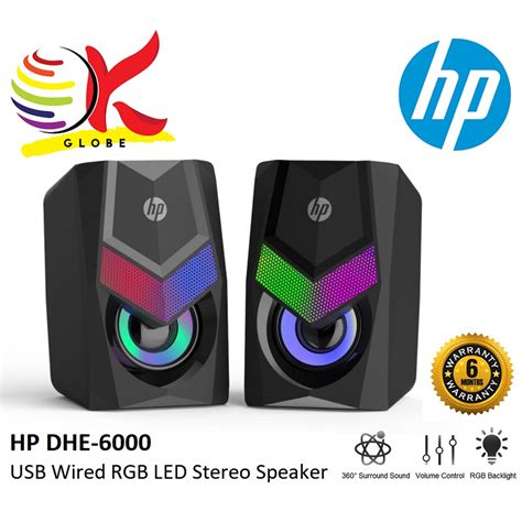 HP DHE 6000 RGB WIRED USB MULTIMEDIA SPEAKER WITH 360 DEGREE STEREO SOUND IN LINE REMOTE