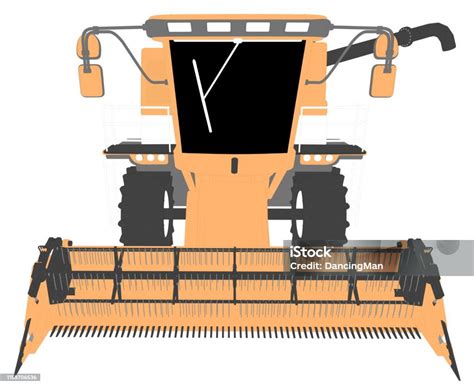 흰색에 수확 파이프와 오렌지 곡물 농업 수확기의 만화 색깔 3d 모델의 산업 3d 그림 식품 생산을위한 클립 아트 농업 기계에