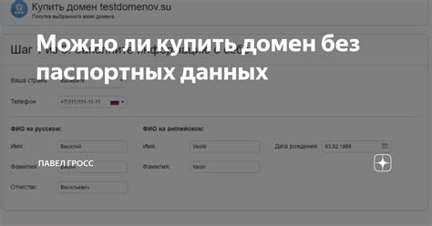 Можно ли купить домен без паспортных данных Павел Гросс Дзен