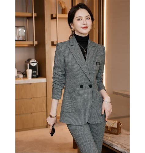 여자정장세트 패션 오피스룩 봄가을 복고풍 슬림 투피스 원템3 체크 티몬