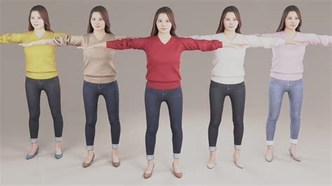 3d Model Asian Woman Animation3d 176 Sara Vr Ar Low Poly Cgtrader