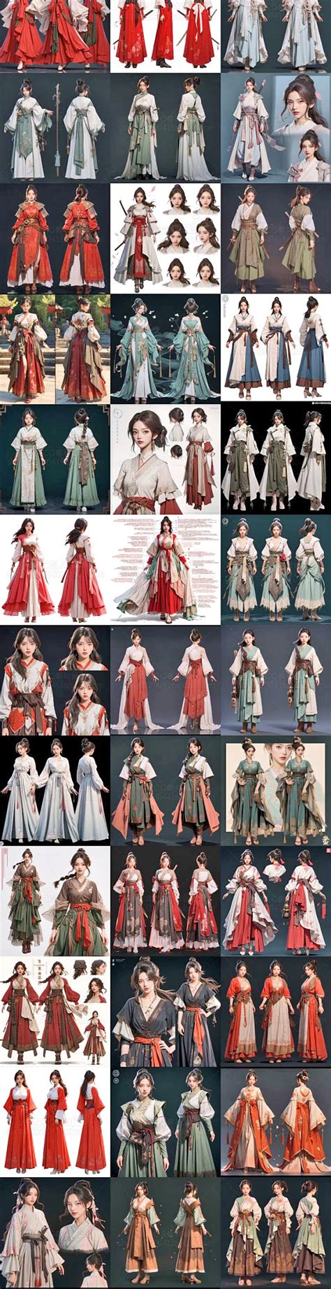 Ai古风武侠角色插画素材 国风人物服装设计 影视游戏角色概念设定 花瓣网