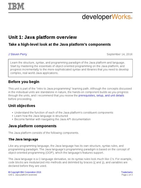 Unit 1 Java Platform Overview Take A High Level Look At The Java