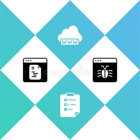 Set Software Clipboard With Checklist Web Development And System Bug Icon Vector Stock Vector