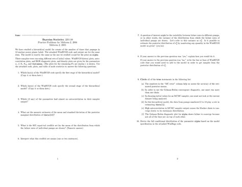 Practice Problems For Midterm 2 Bayesian Statistics 22s 138 Docsity
