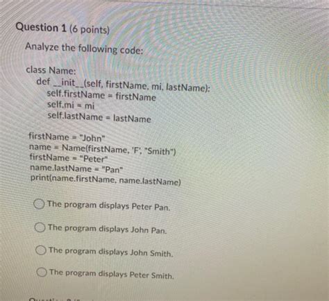solved question 1 6 points analyze the following code