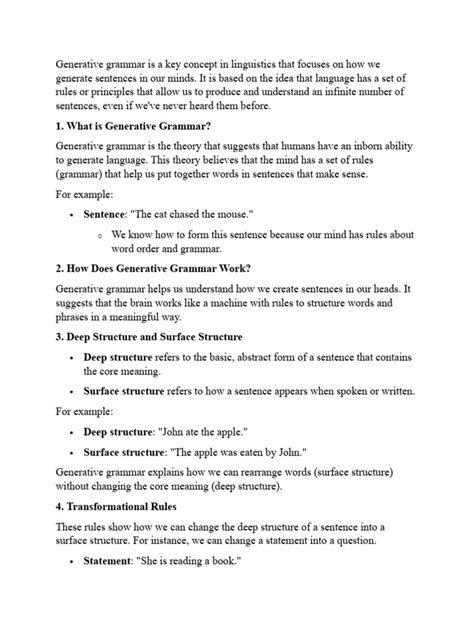 Generative Grammar Pdf Syntax Phrase